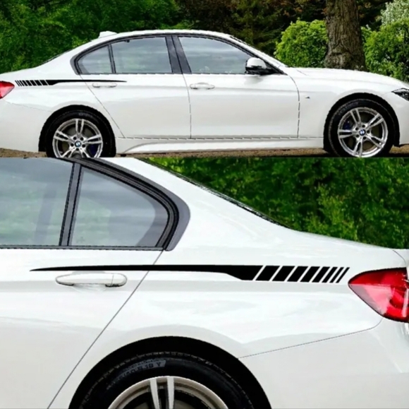 Wall Decor | 2pcs Side Skirt Car Stickers Racing Long Stripe Stickers ...